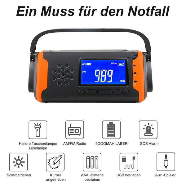 Suraki - Survival Radio - Notfallradio mit Kurbel oder Solar Antrieb ...